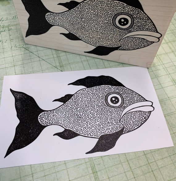 Fish Rubber Stamp | Etsy