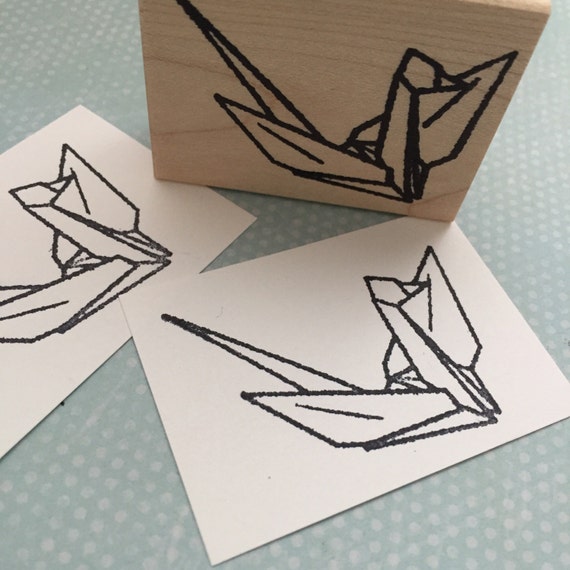 Paper Crane Wood Mounted Rubber Stamp 6458 | Etsy