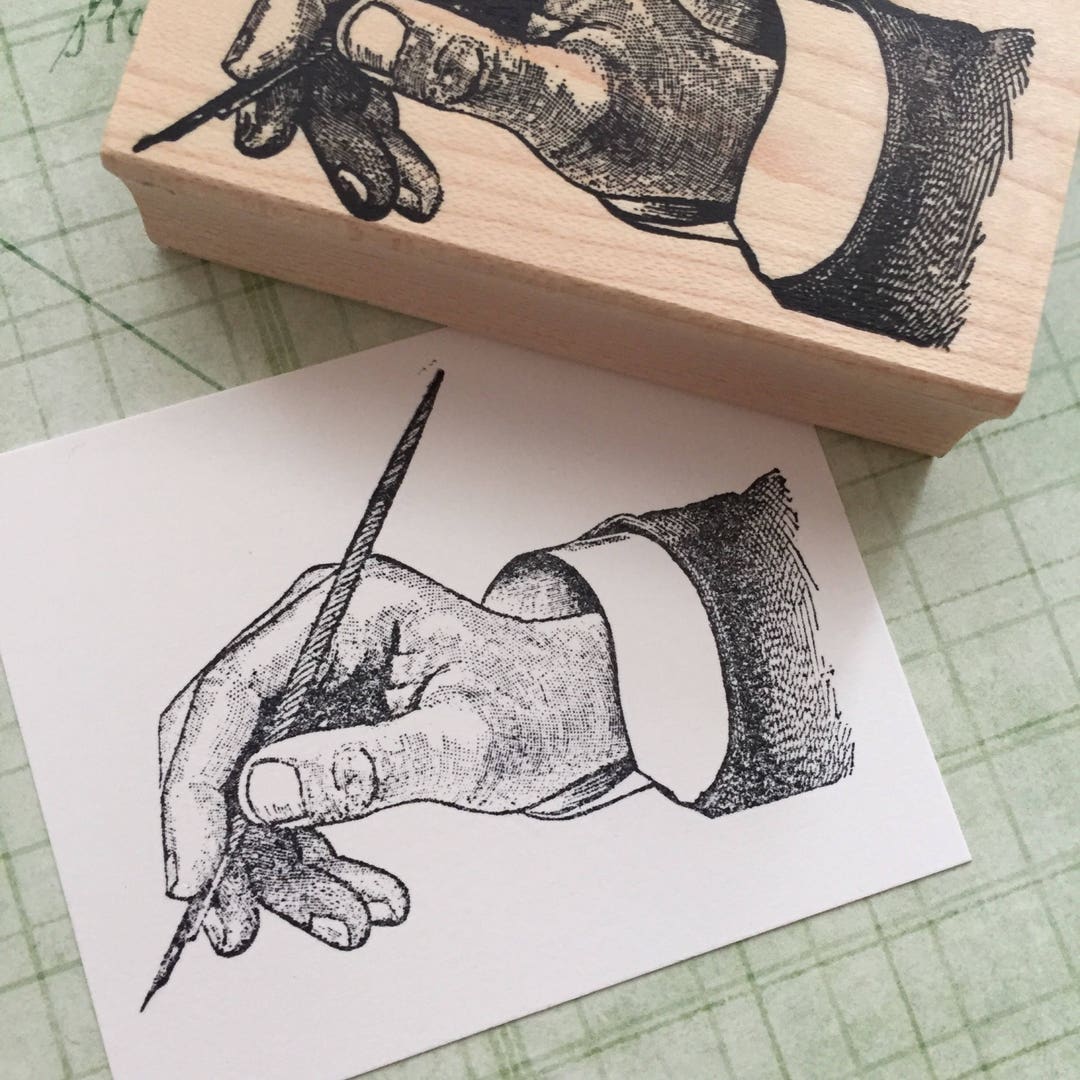 Hand Writing a Letter Rubber Stamp 4084 - Etsy