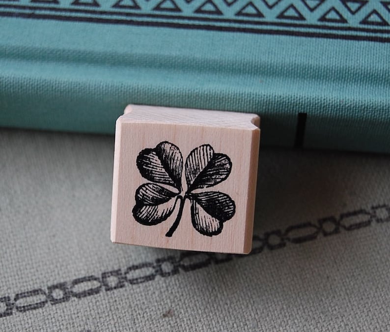 Four Leaf Clover Rubber Stamp: Wood Mounted Shamrock Stamp 4911 - Etsy