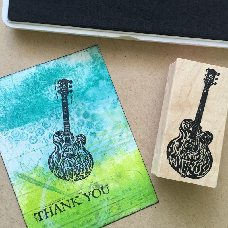 Electric Guitar Rubber Stamp 4643 - Etsy