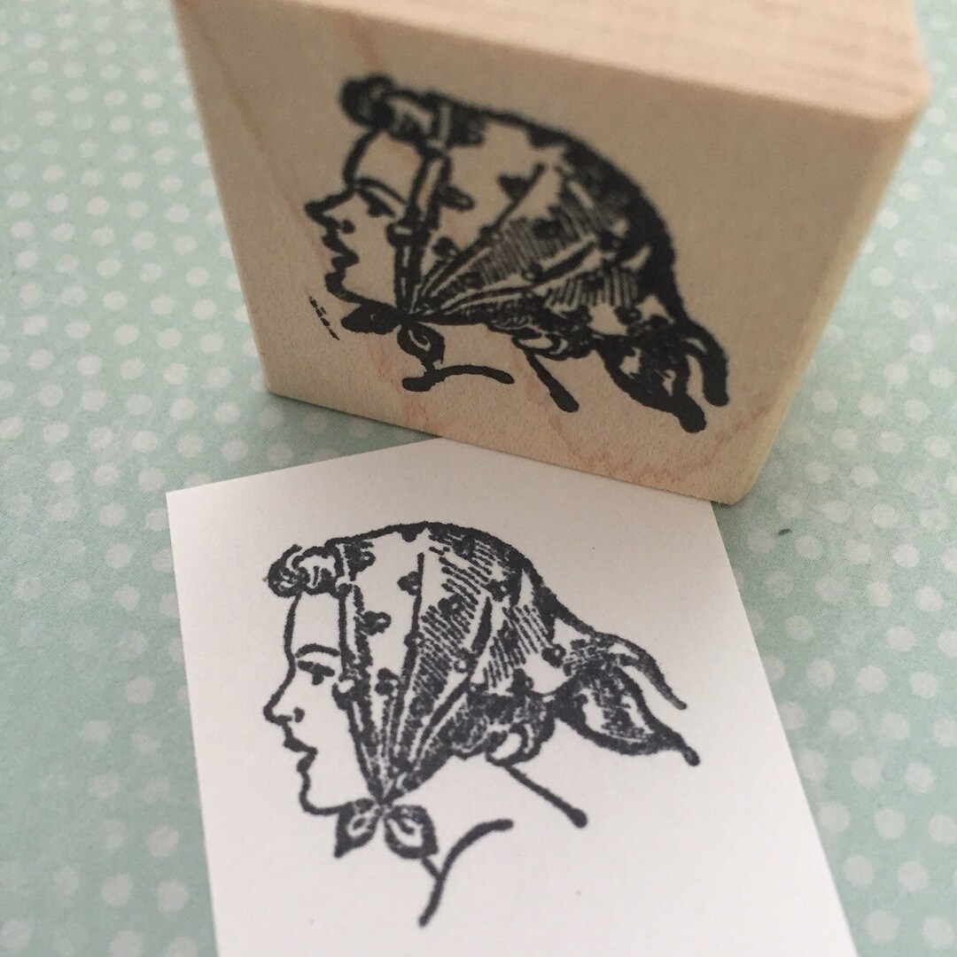Retro Scarf Lady Mounted Rubber Stamp 5168 - Etsy