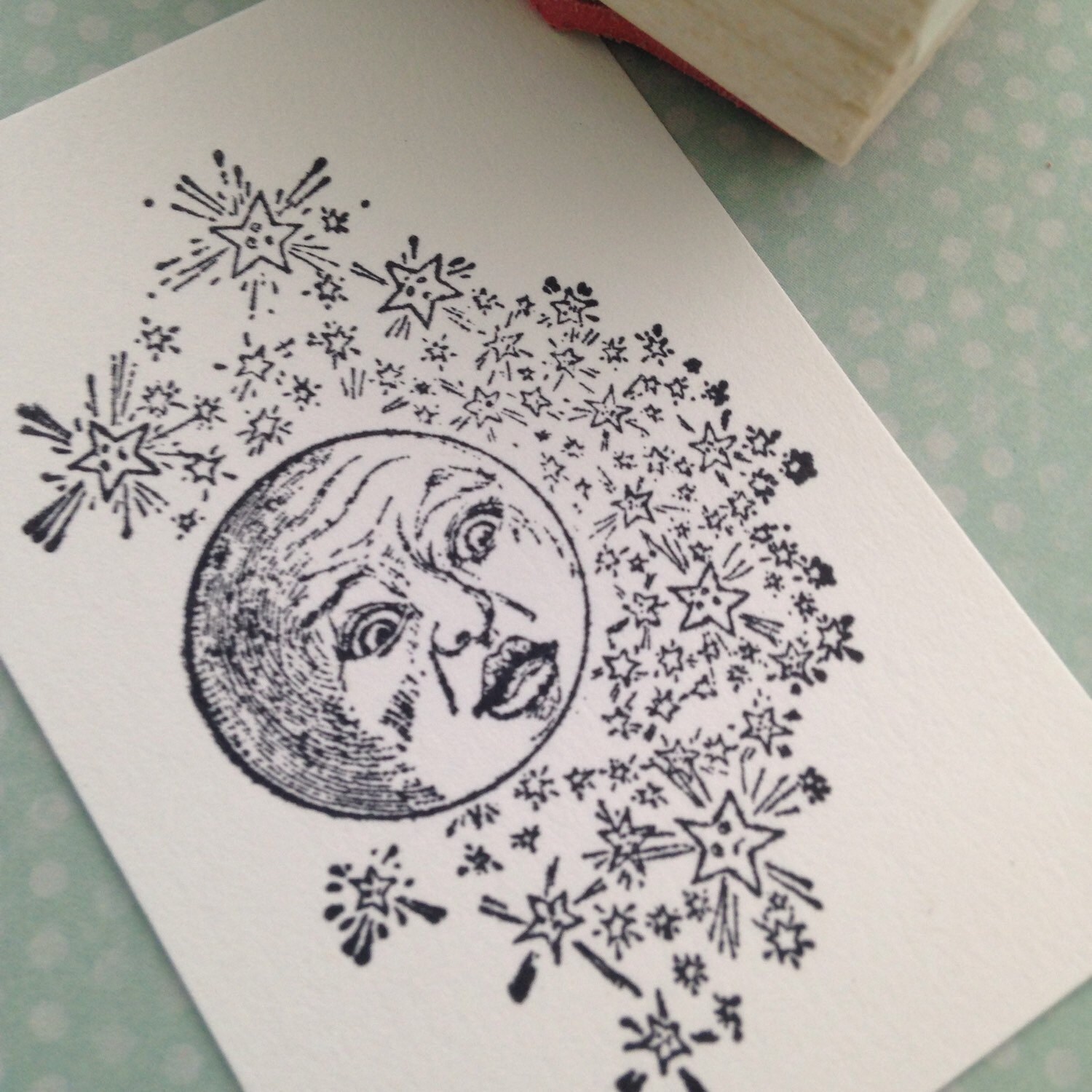Moon and Stars Rubber Stamp 2040 | Etsy