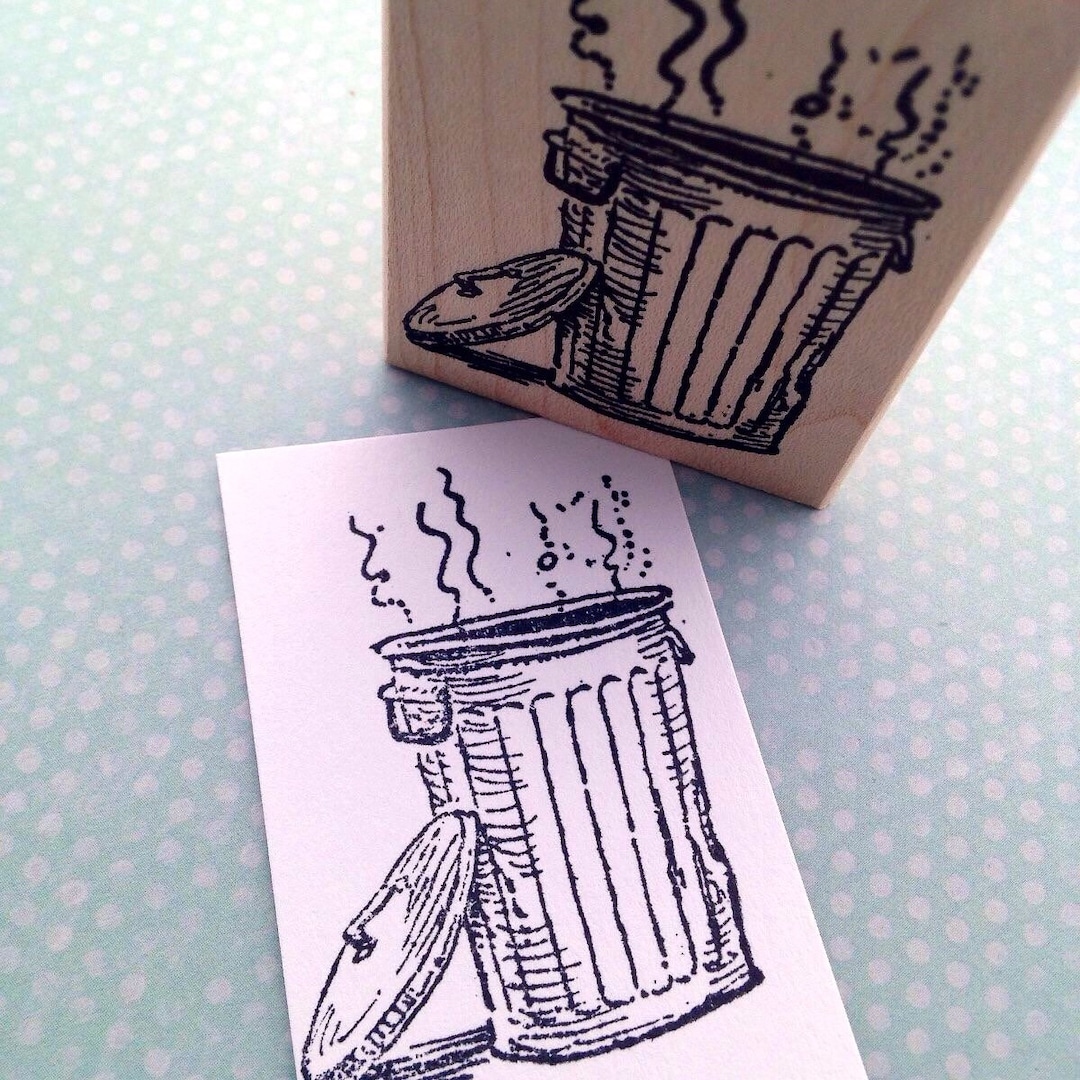 Smelly Trash Can Wood Mounted Rubber Stamp 3255 - Etsy