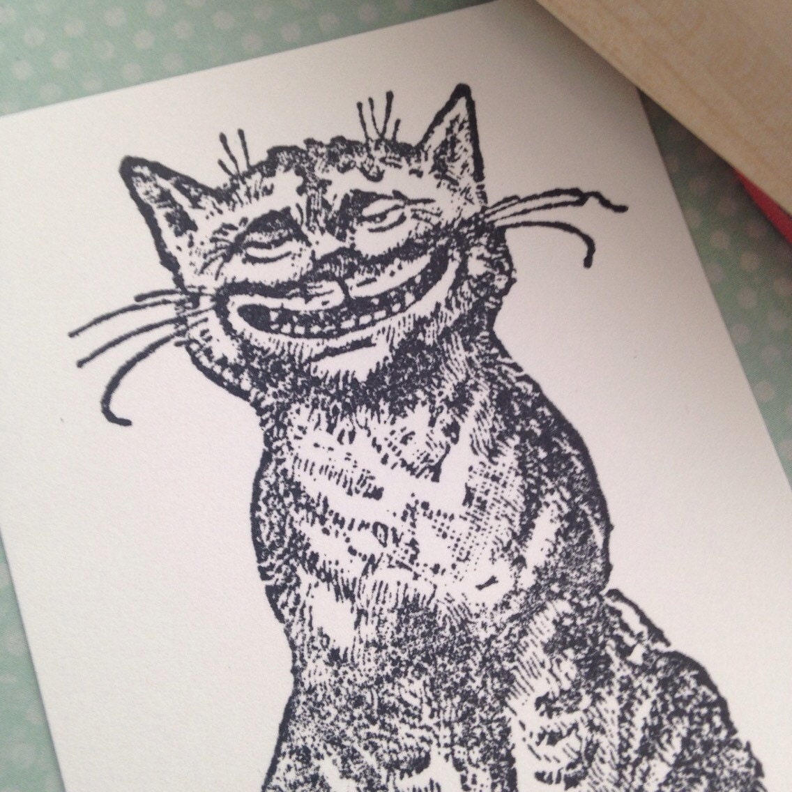 Smiling Cat Wood Mounted Rubber Stamp 208 | Etsy