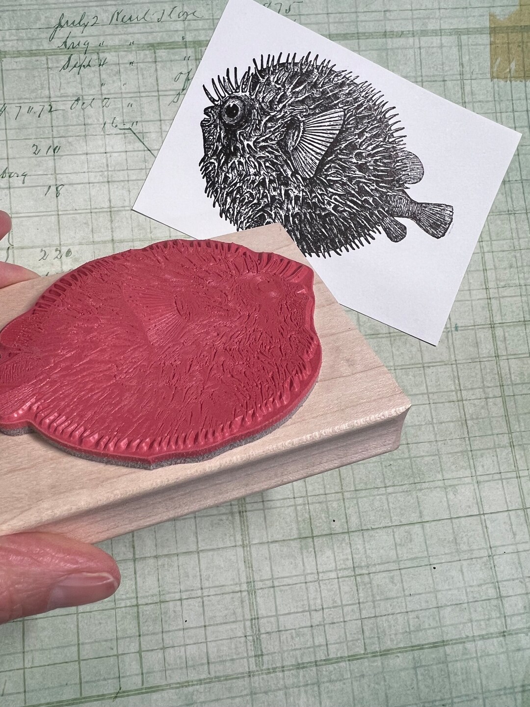 Inflated Porcupine Puffer Fish Rubber Stamp 4236 - Etsy