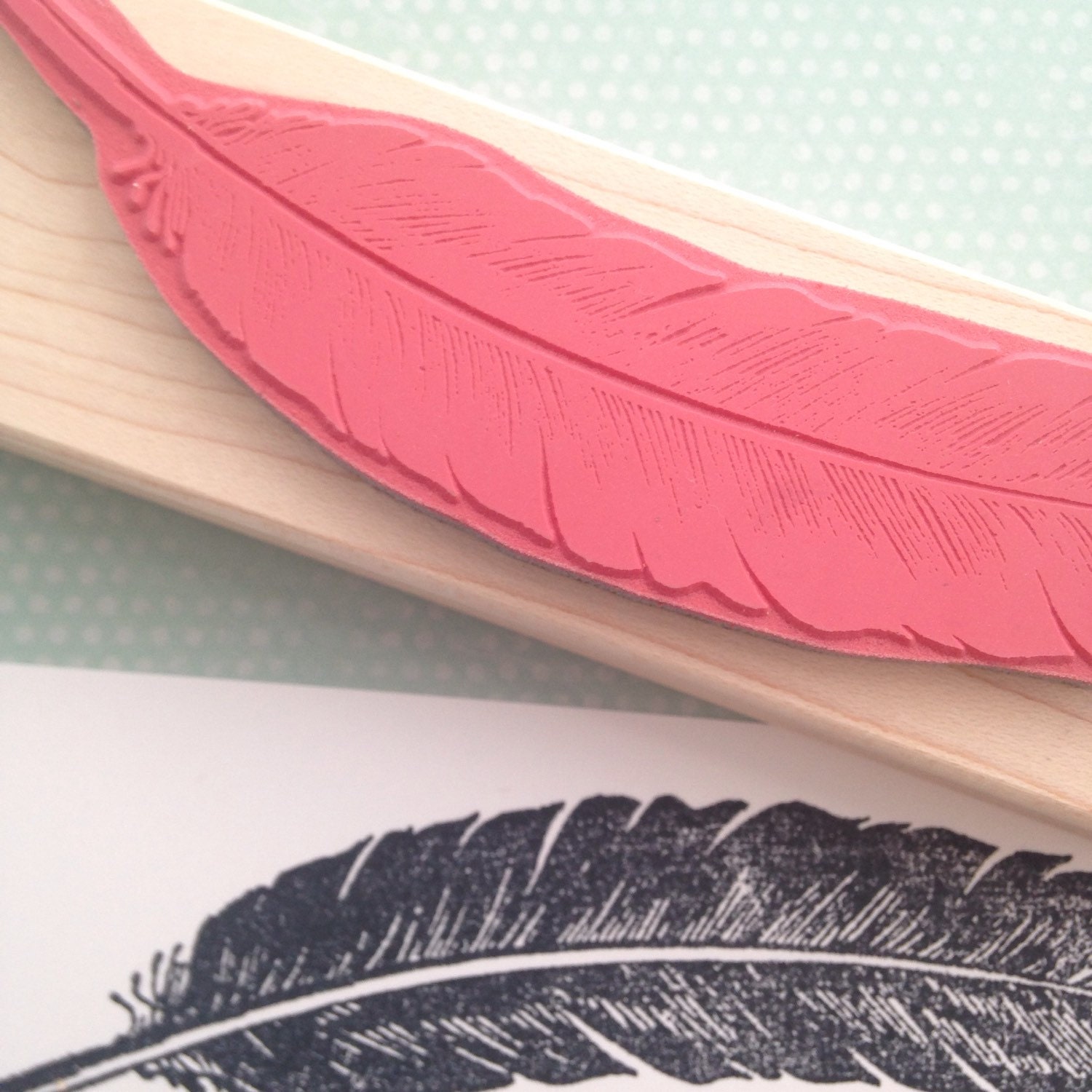 Large Feather Rubber Stamp 5837 - Etsy