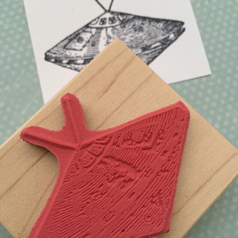 Flying Alien Spaceship Rubber Stamp 6443 - Etsy
