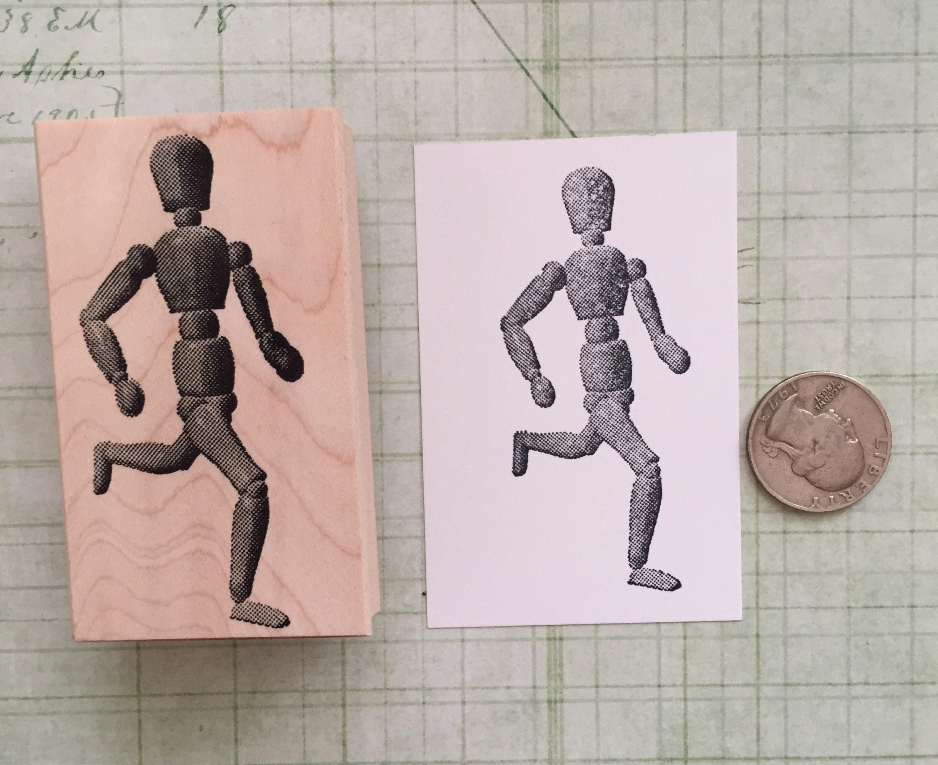 Running Guy Rubber Stamp | Etsy