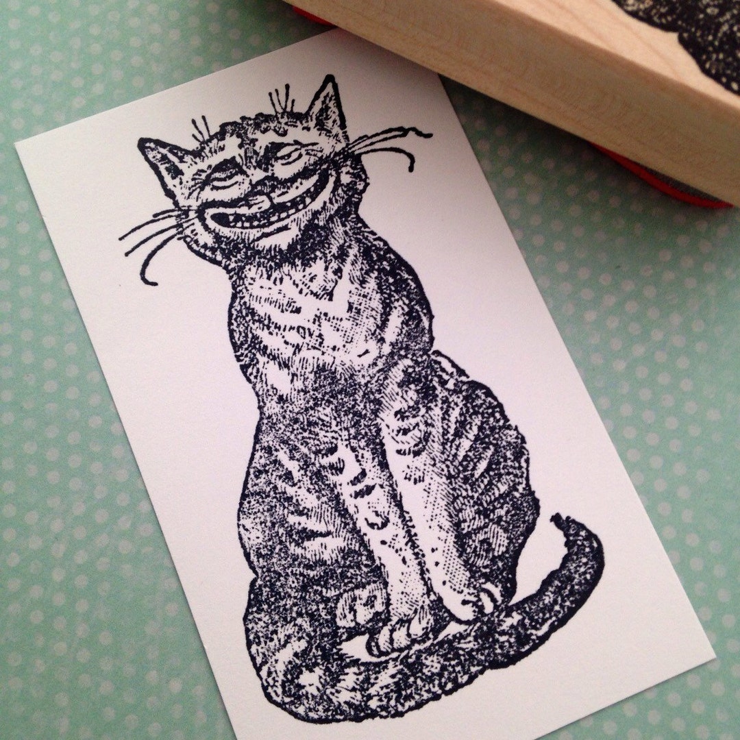 Smiling Cat Wood Mounted Rubber Stamp 208 - Etsy