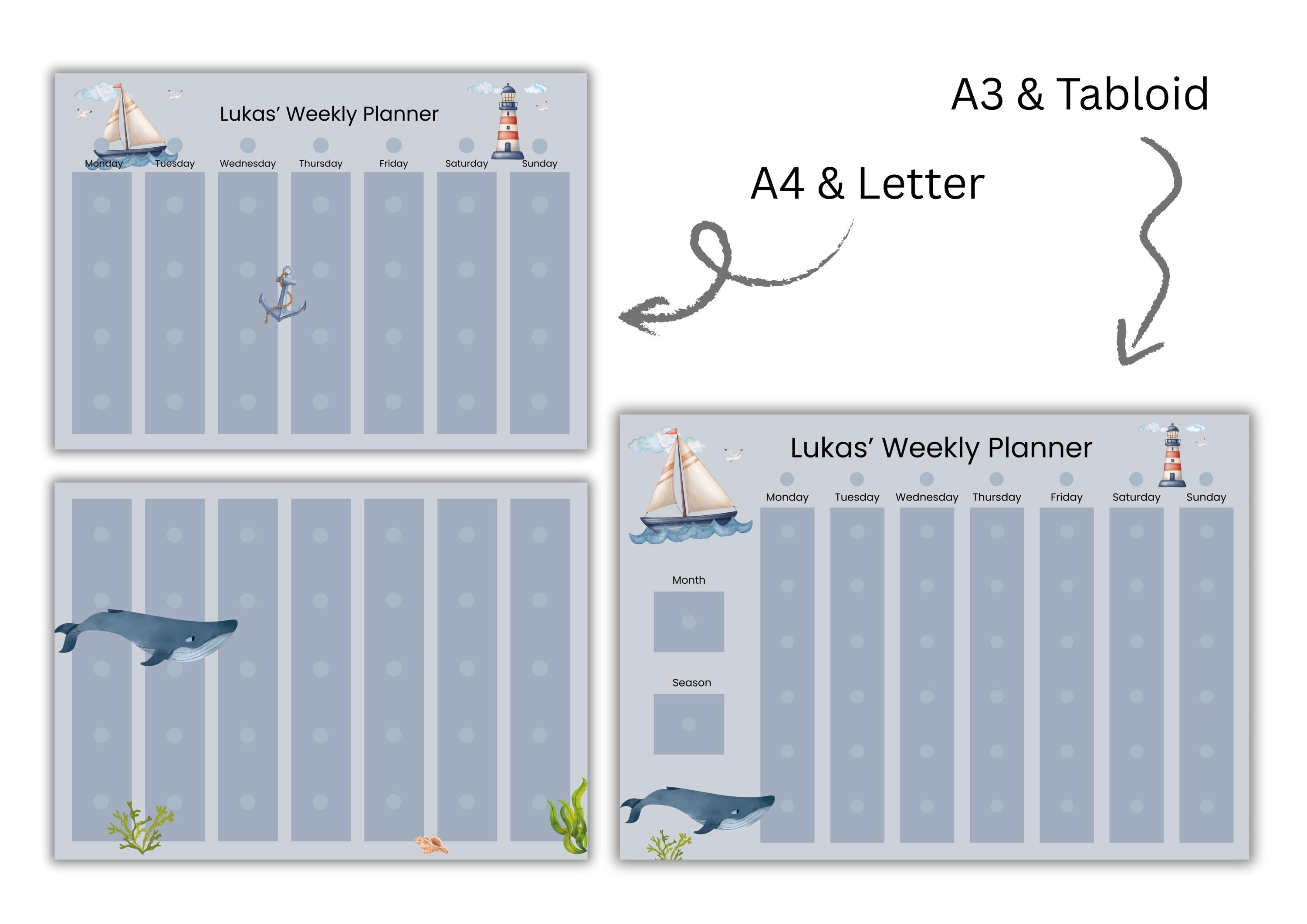 Boat Theme Weekly Planner for Kids: Visual Schedule, Routine Cards ...