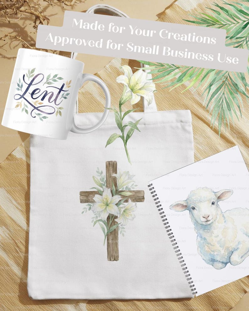 Lent Clipart Bundle, Easter Watercolor PNG, Holy Week Graphics ...