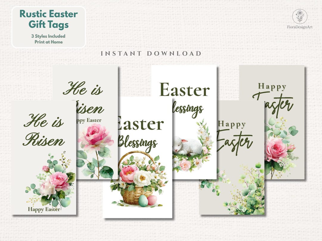 Christian Easter Gift Tags Printable, He is Risen Basket Favor Tags - Etsy