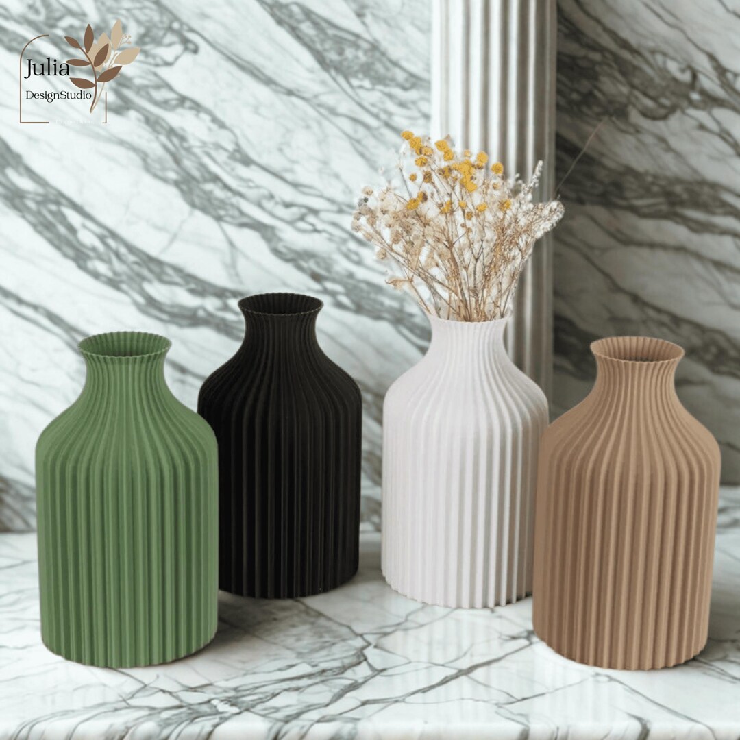 Minimalist Home Decor Vase, Elegant Black Office Vases, 3D Printed Home ...