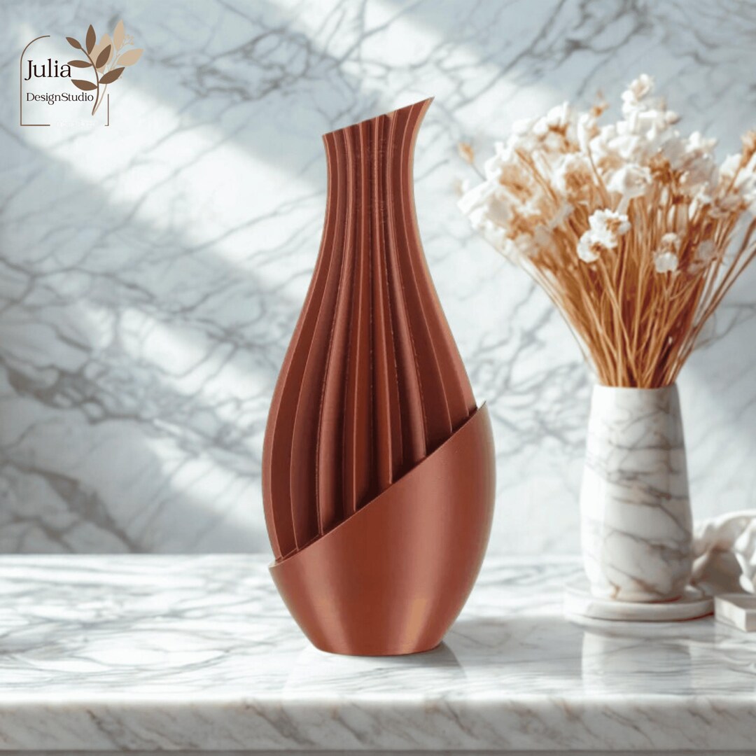 3D Printed Home Decor Vase, Black Office Vases, Minimalist Home Decor ...