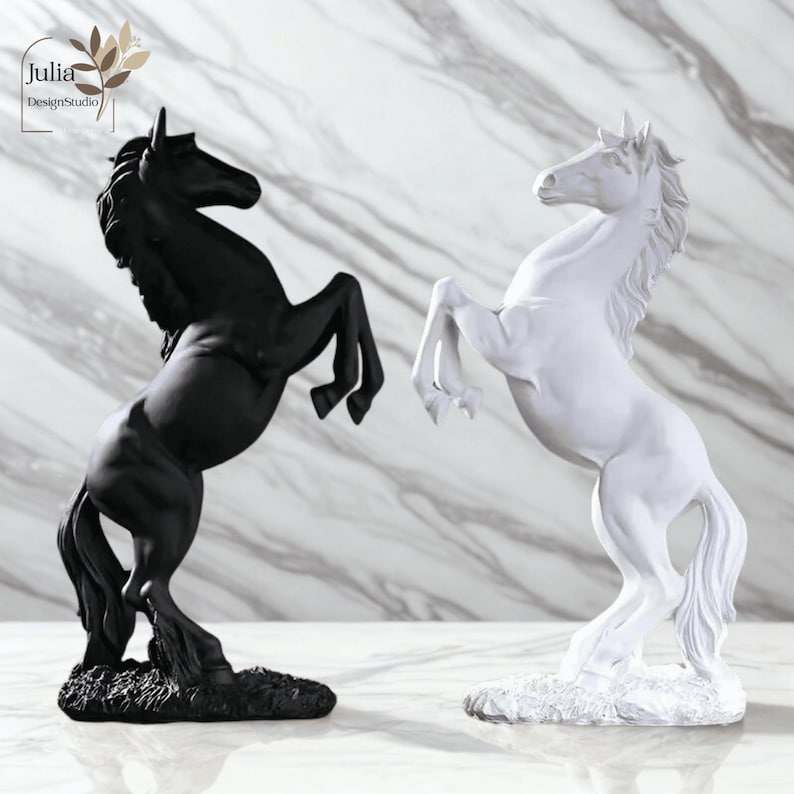 Golden Horse Statue | Elegant Rearing Horse Sculpture | Premium Home ...