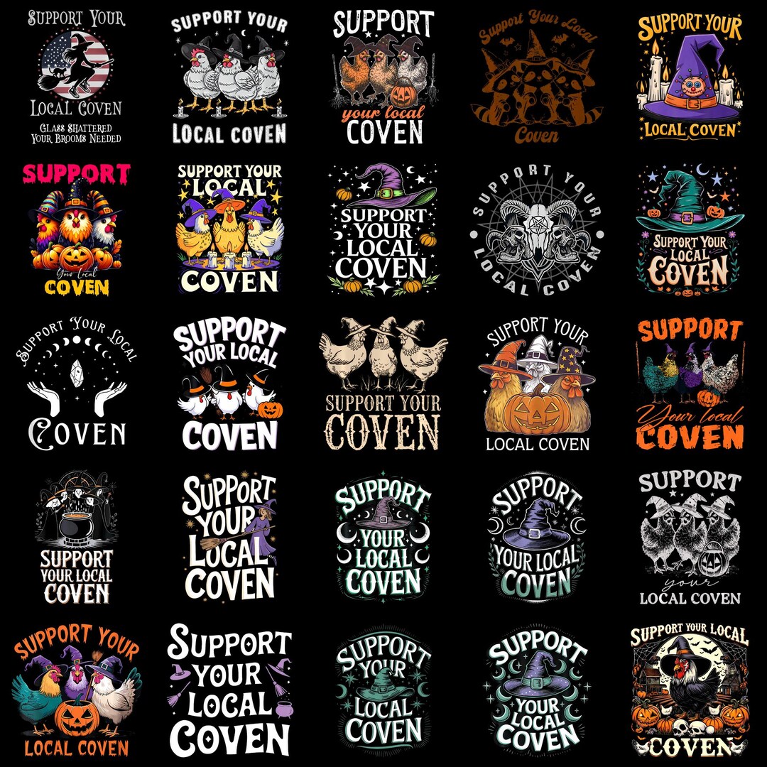 Support Your Local Coven PNG, Funny Witchy Halloween Clipart, Spooky ...