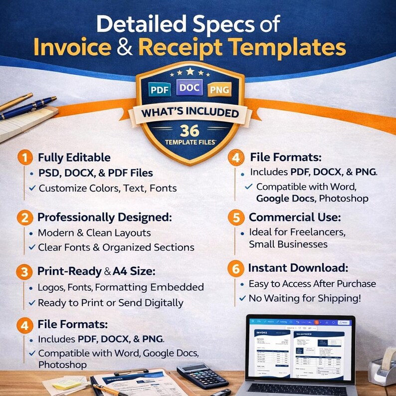 Invoice Template | Fillable PDF & Editable Canva Form for Small ...
