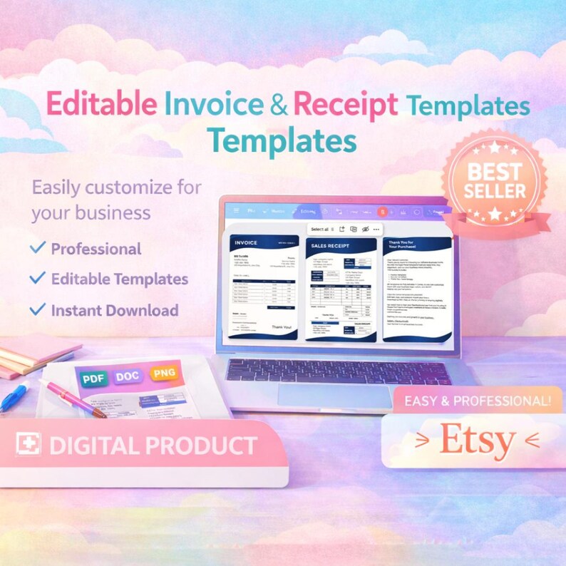 Invoice Template | Fillable PDF & Editable Canva Form for Small ...