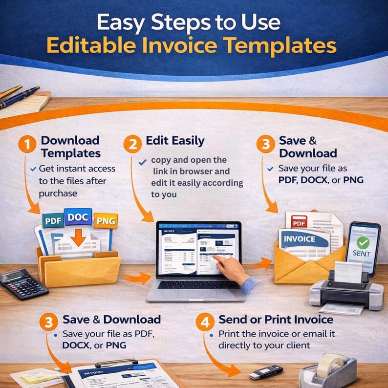 Invoice Template | Fillable PDF & Editable Canva Form for Small ...