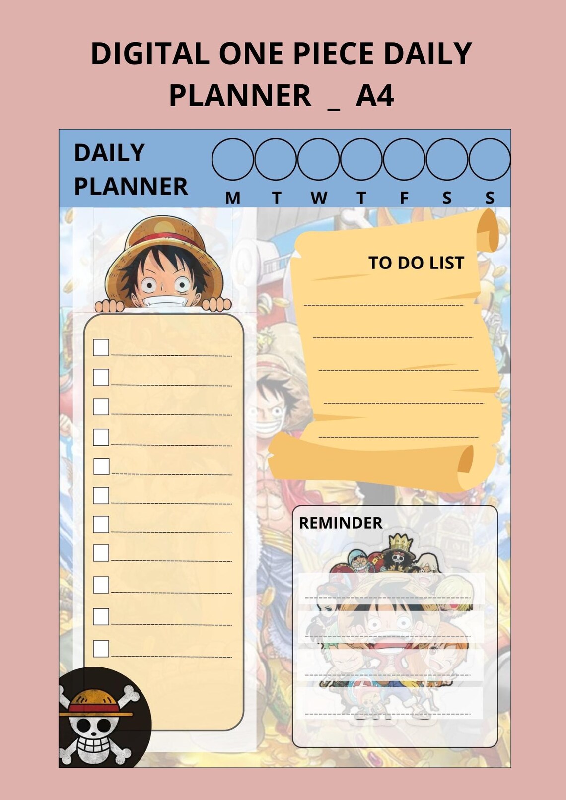 Anime One Piece Daily Planner Printable – Cute Digital to Do List ...