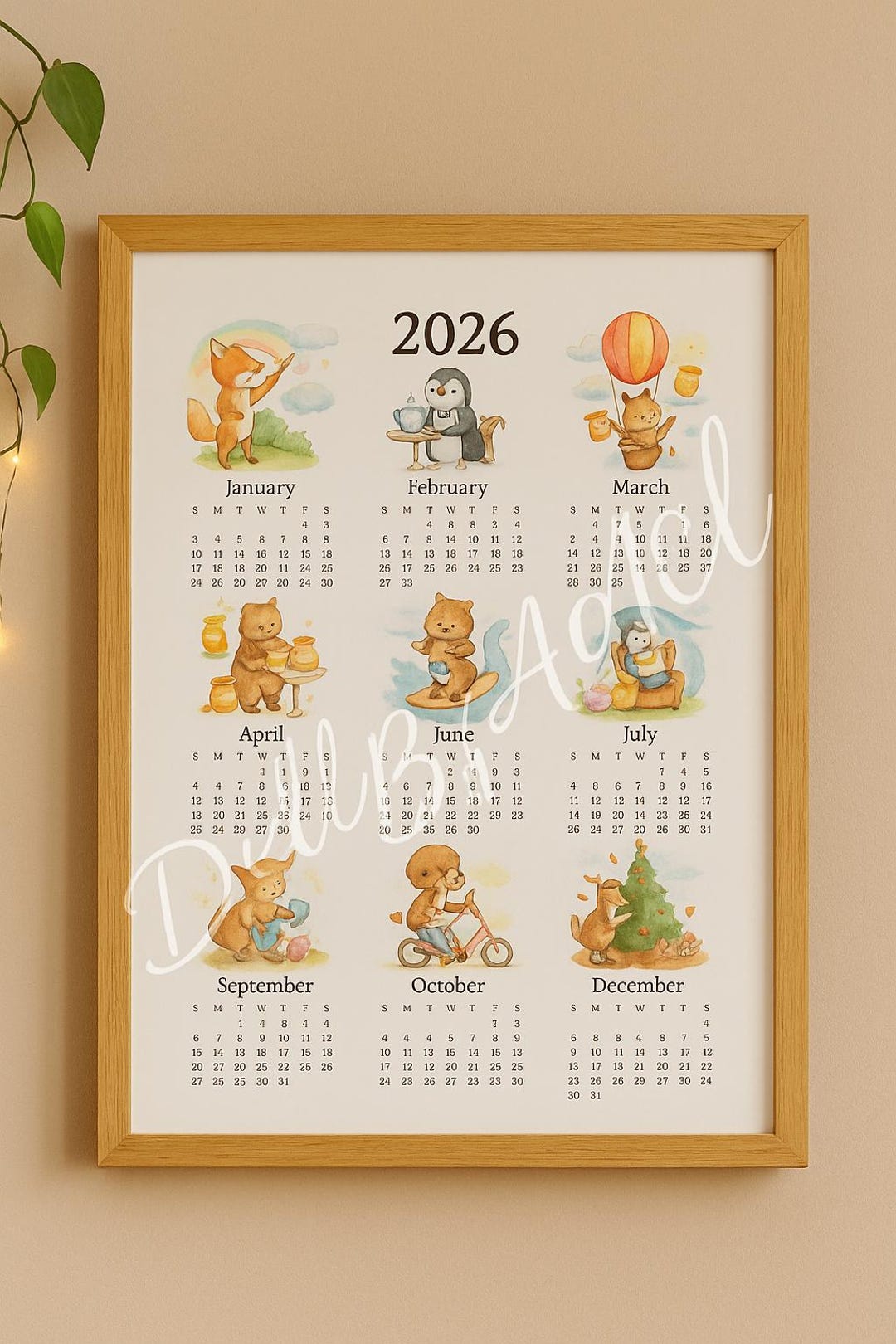 Whimsical Printable 2026 Calendar - Etsy