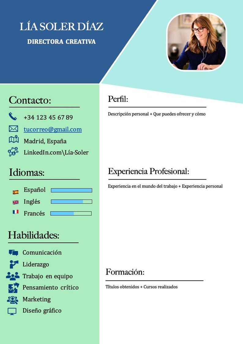 Plantilla De Curriculum Vitae Editable Word | CV Profesional Moderno ...