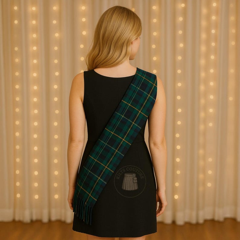 Scottish Ladies Tartan Sash With Brooch Highland Plaid Sash Full Length ...