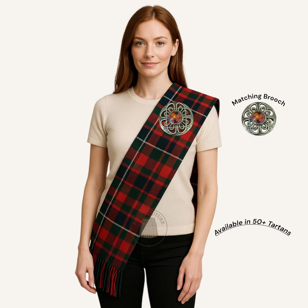 Tartan Sash With Brooch - Scottish Highland Homespun Plaid - Etsy