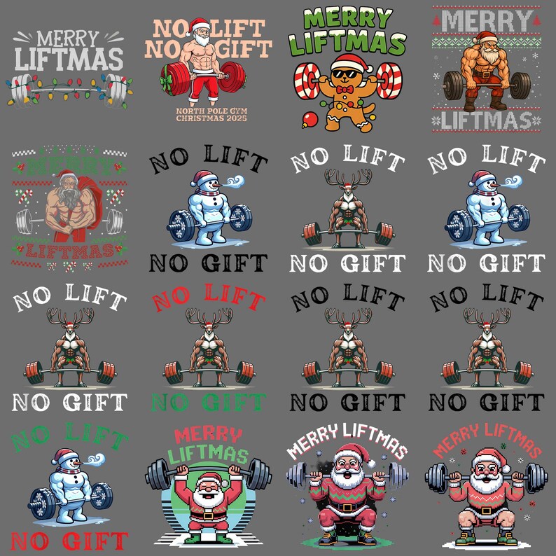 Merry Liftmas Bodybuilder Santa Christmas PNG – Funny Gym Workout ...