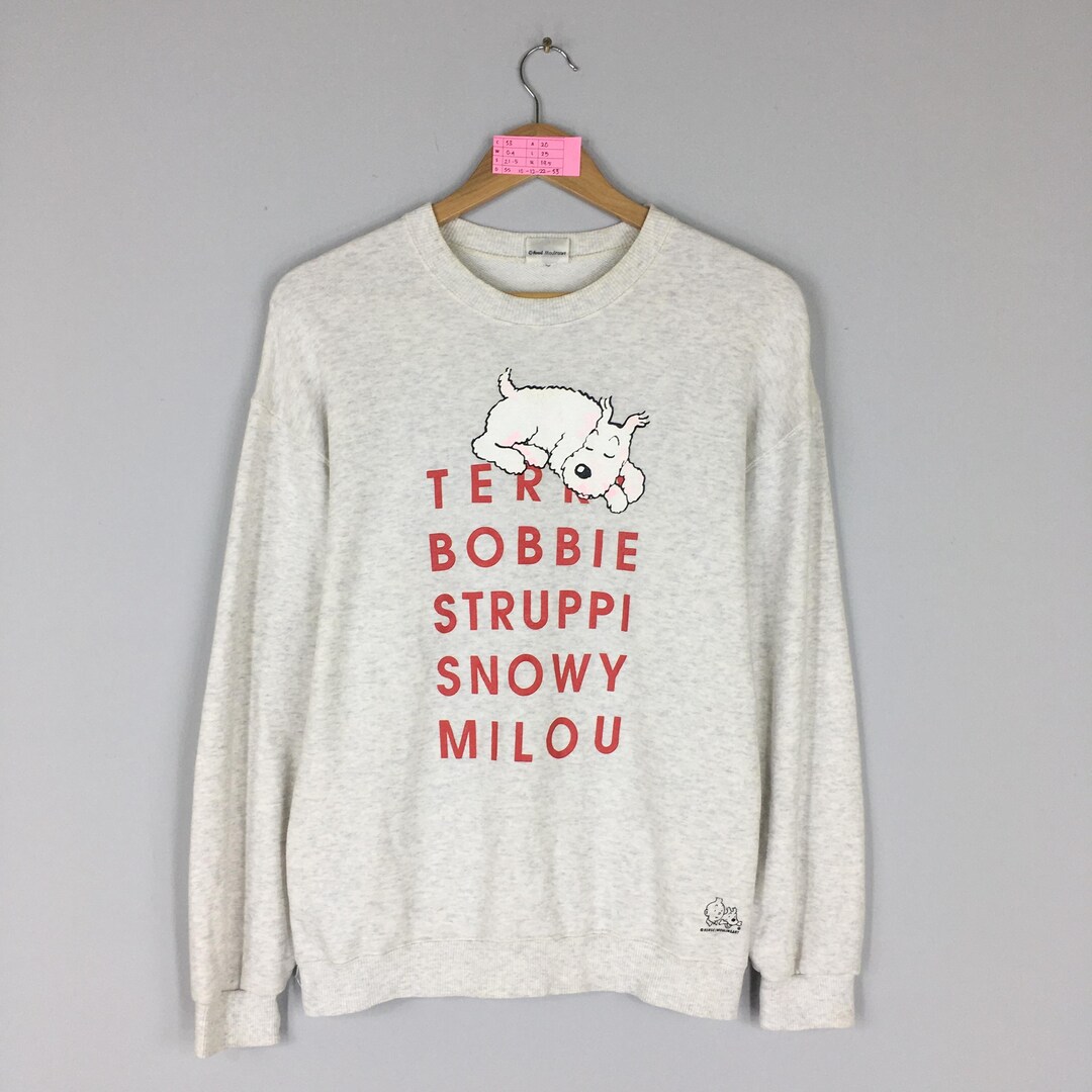 Vintage Tintin and Snowy Comics Series Crewneck Sweatshirt Tintin and ...