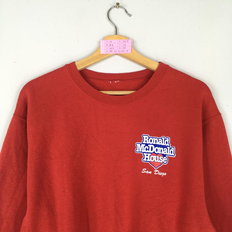 Vintage RONALD MCDONALD San Diego Crewneck Sweatshirt Small Logo Ronald ...
