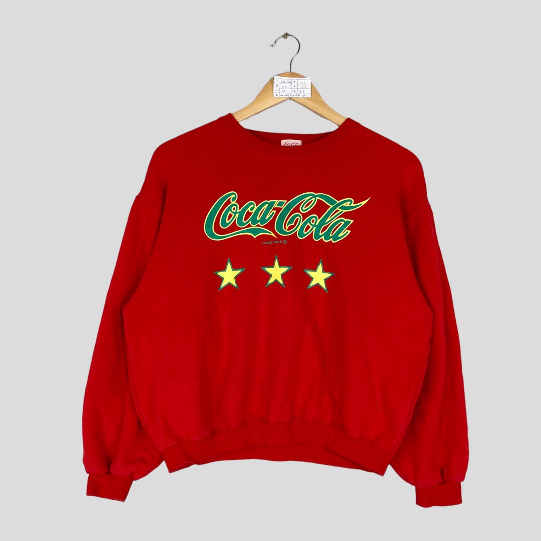 Vintage COCA COLA Three Star Women's Crewneck Sweatshirt Big Logo ...