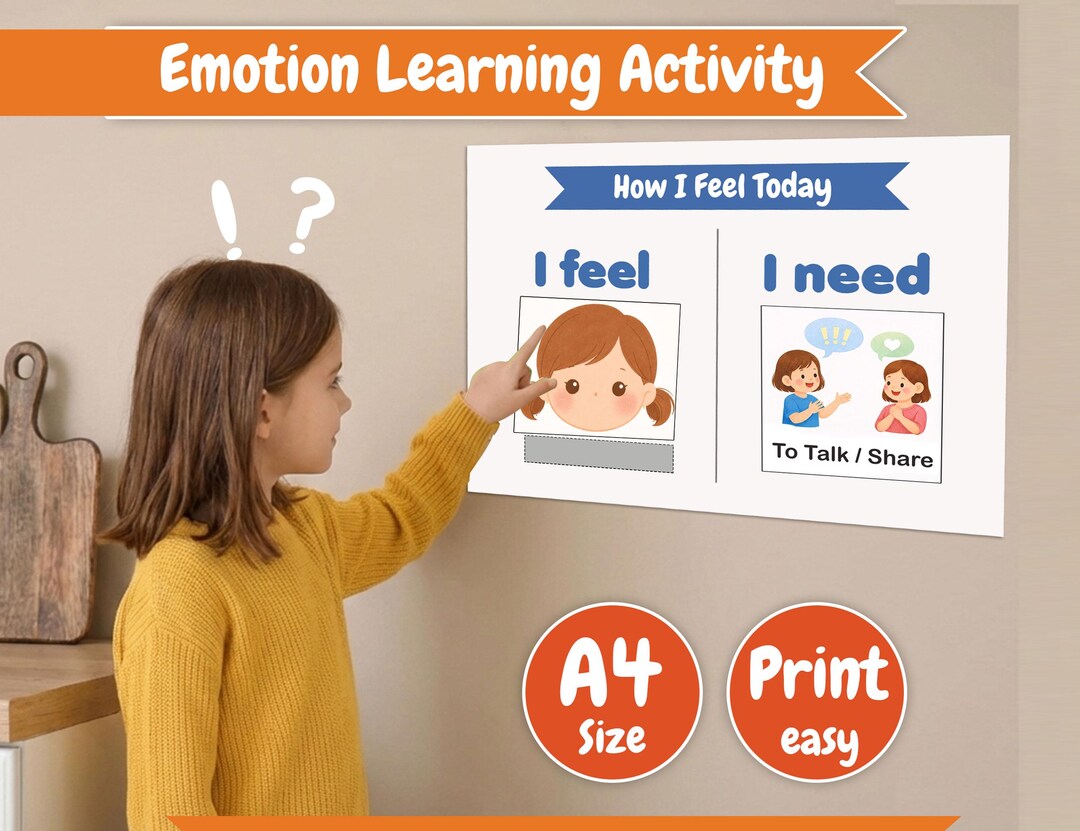 Feelings and Needs Chart for Kids | Emotions Board | Today I Am Feeling ...