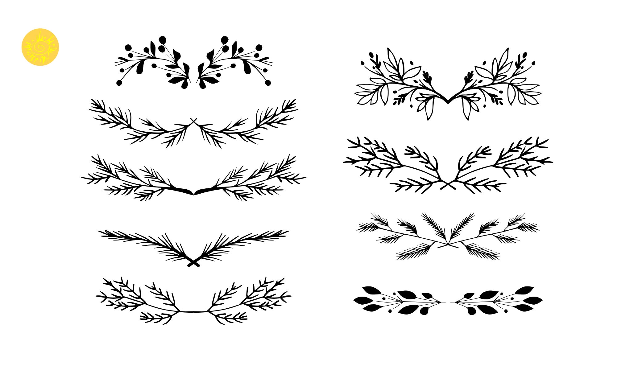 Winter Greenery Vector Decor Set. Christmas Wreaths, Laurels, Festive ...