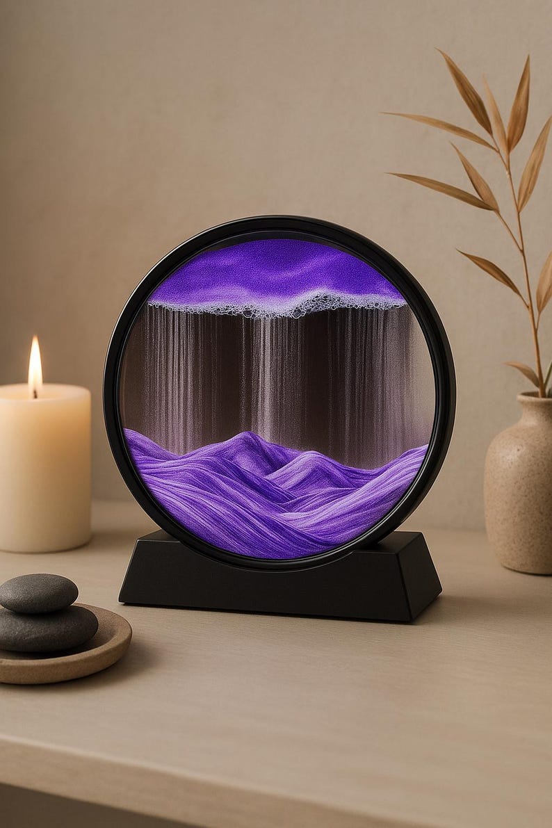3D Moving Sand Art Frame – Kinetic Desk Decor, Relaxing Zen Home Art ...