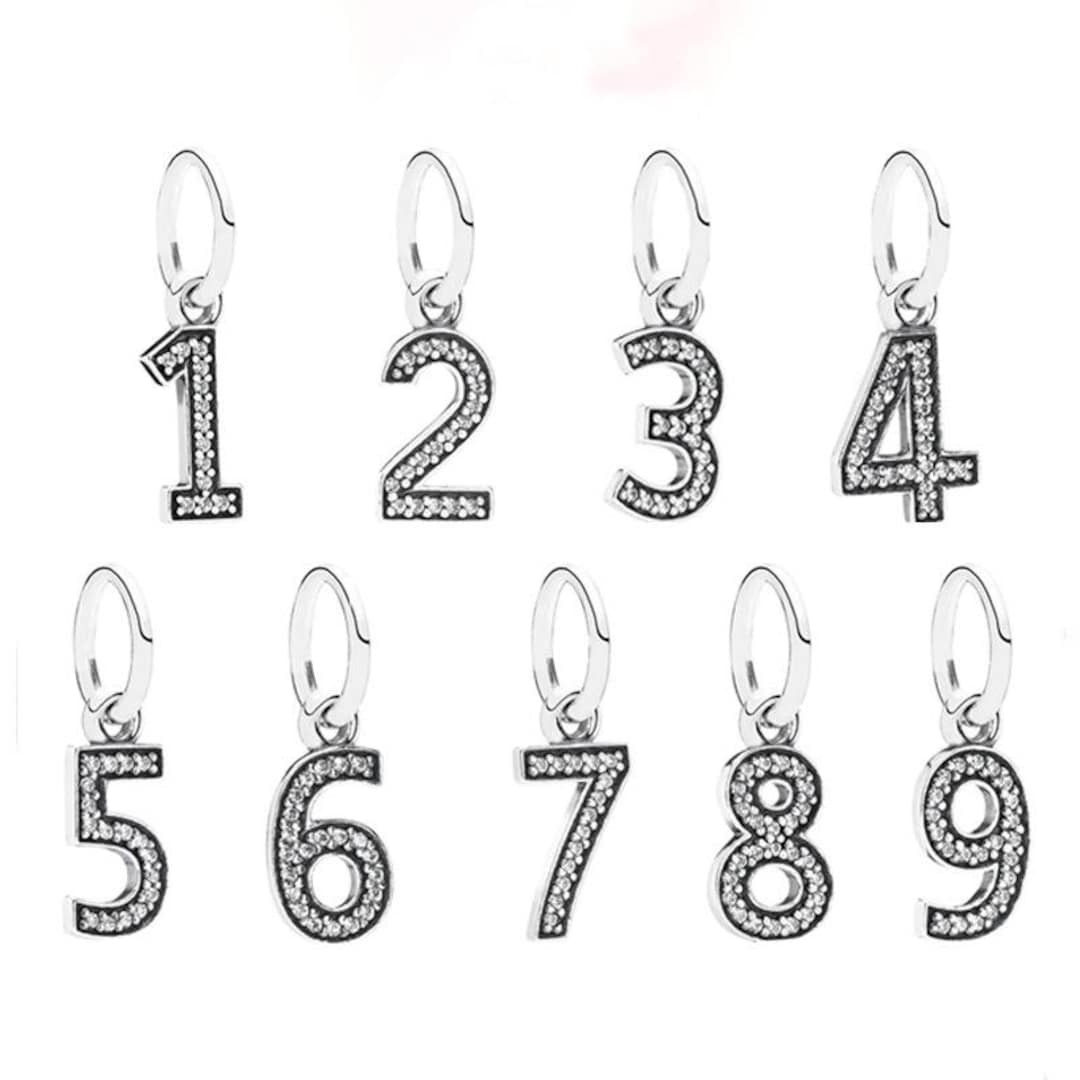 Pandora Number Dangle Charm Clear Cz - Etsy