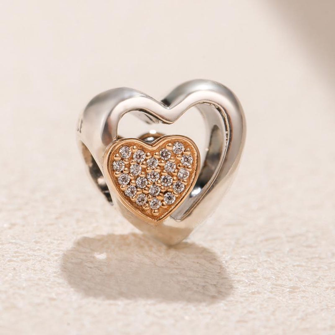 Pandora Ale 925 Sterling Silver Two Hearts in One Charm - Etsy