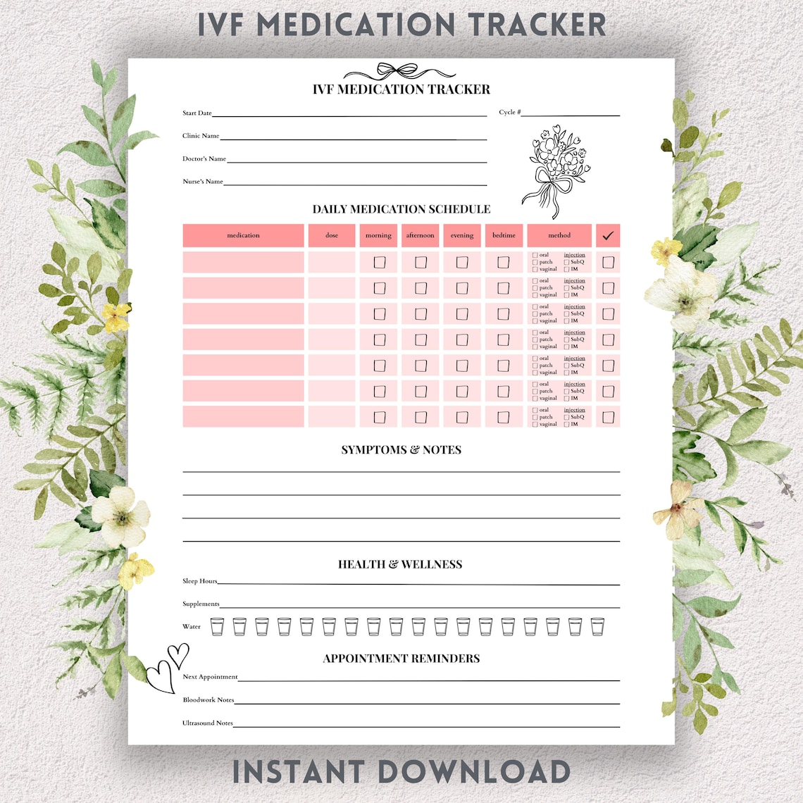 IVF Medication Tracker Printable, Fertility Treatment Planner ...