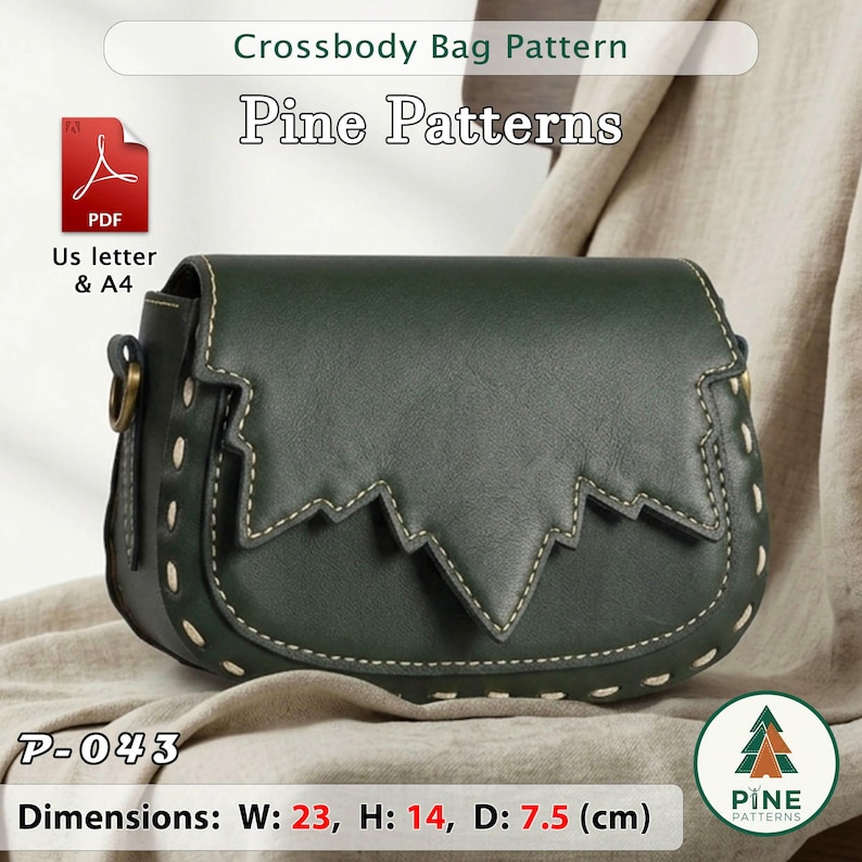 Leather Crossbody Bag Pattern (A4/US Letter PDF) P-043 ,instructions ...