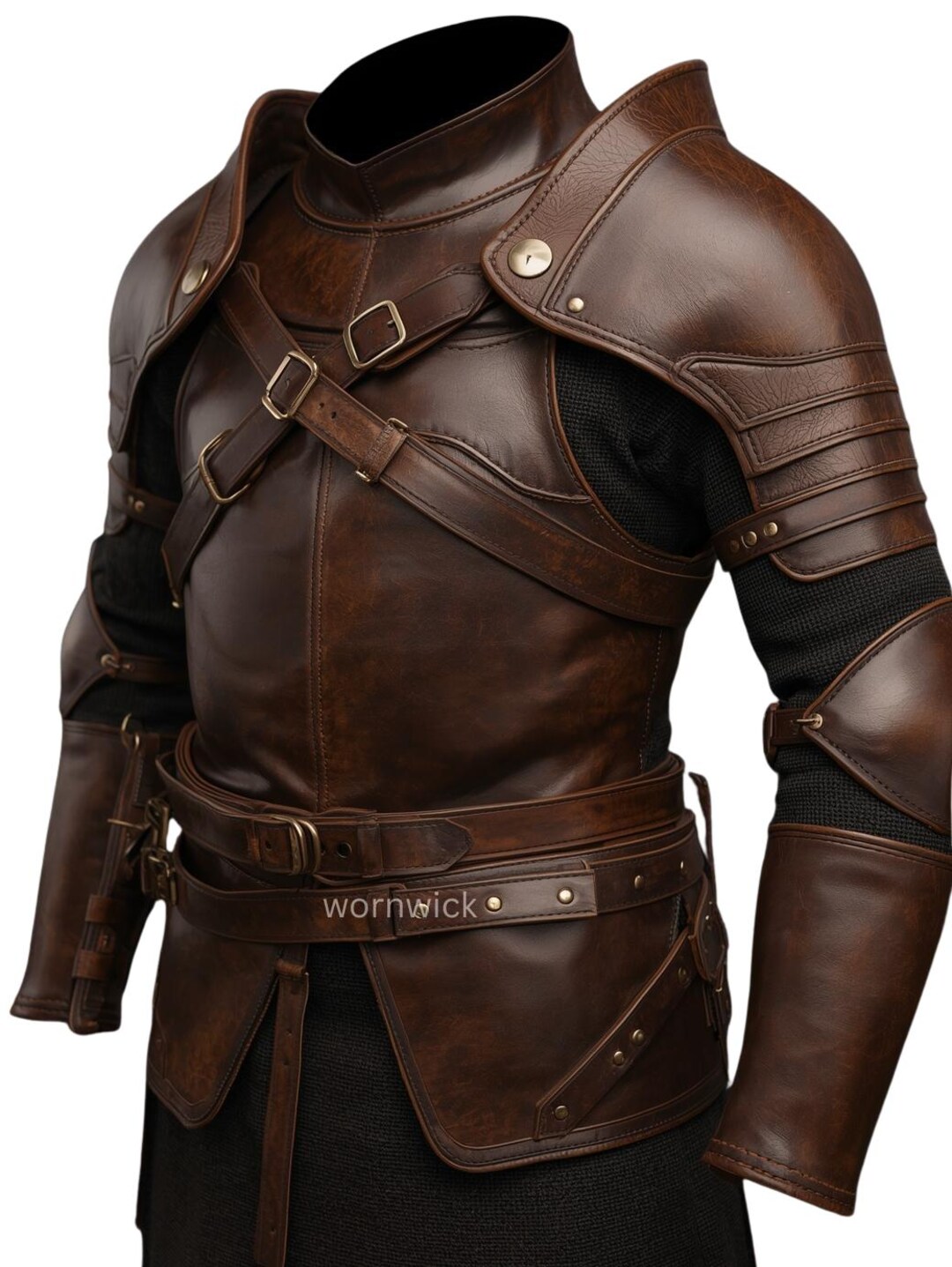 Gender-neutral Medieval Leather Armor Suit | Brown LARP Cosplay Costume ...