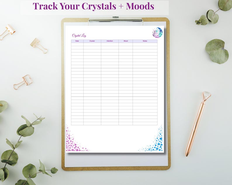 Crystal Healing Journal Kit: Printable Log, Cheat Sheet, Dream Journal ...