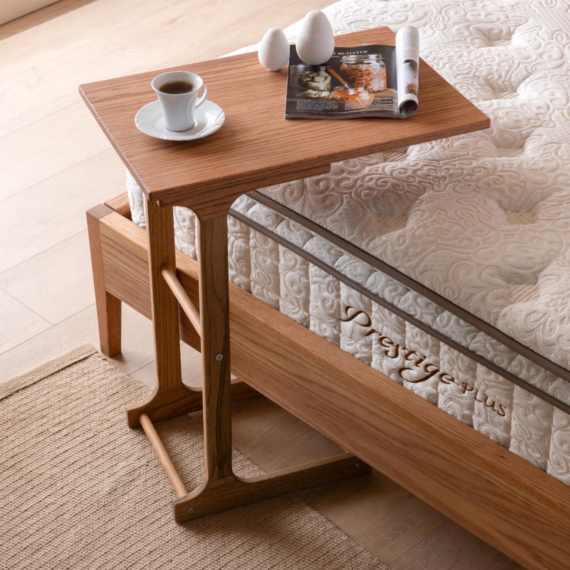 Handmade Solid Oak Bed Tray Table: Scandinavian Overbed Desk - Etsy
