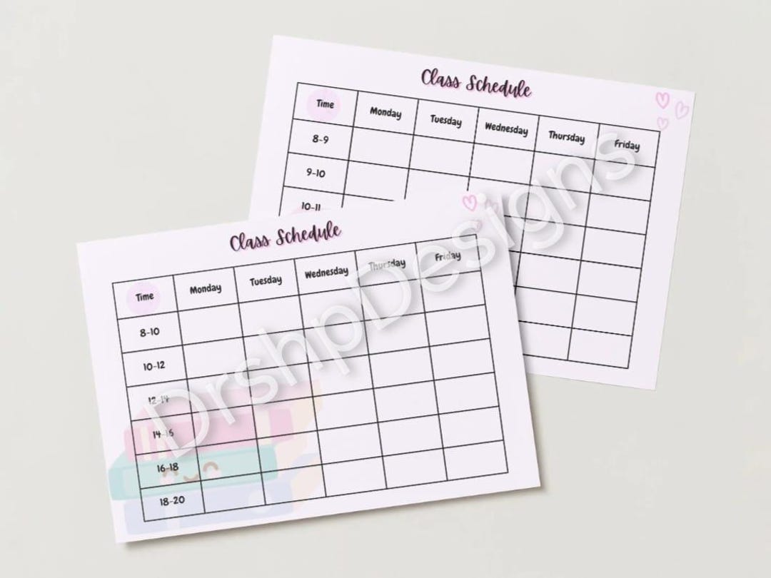 Class Schedule for Girls- Light Pink Design(pdf Download) - Etsy