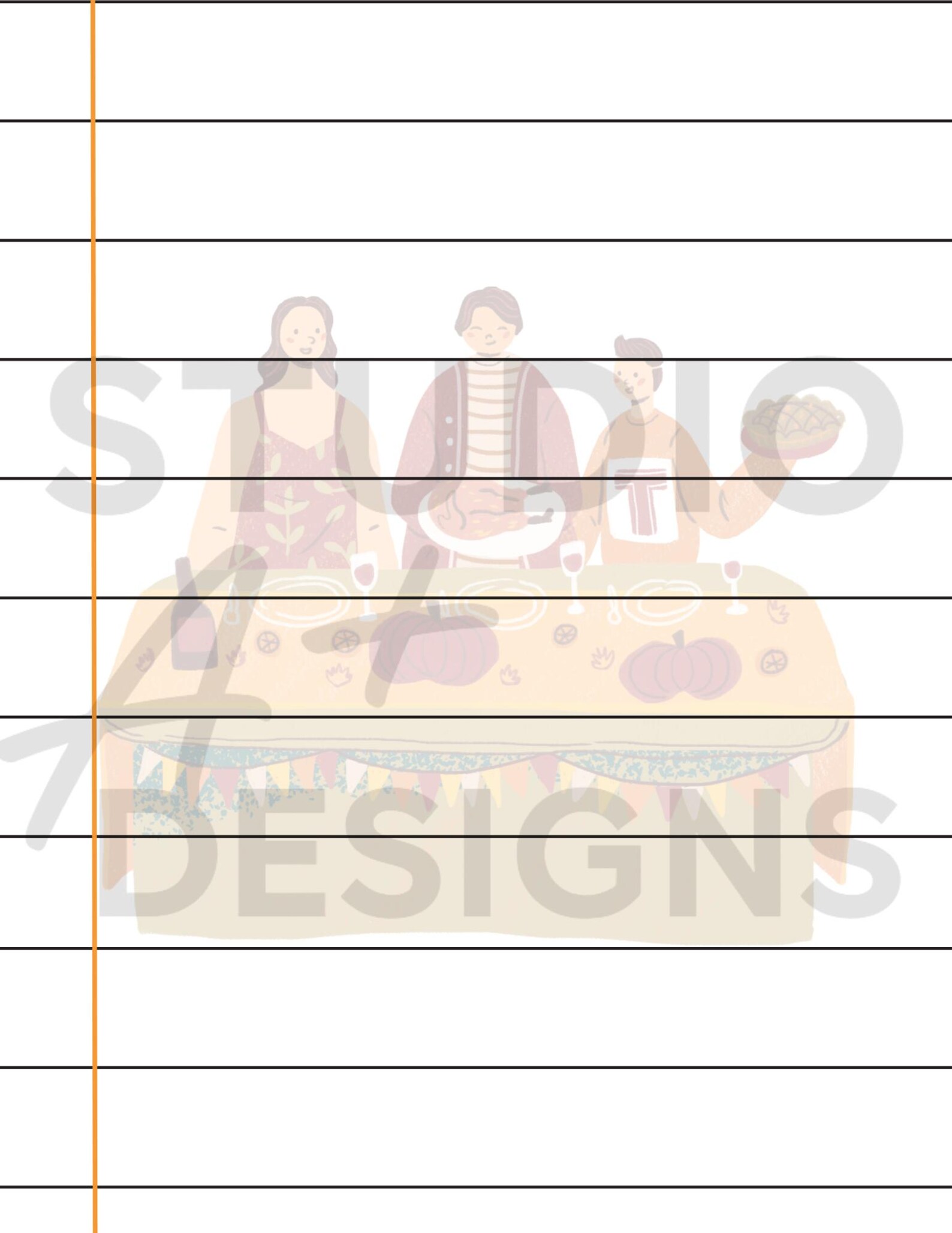 Holiday Lined Paper Template | Printable Journal, Letter Pages (digital ...