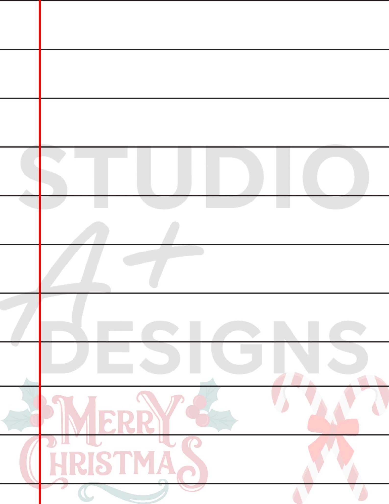 Holiday Lined Paper Template | Printable Journal, Letter Pages (digital ...