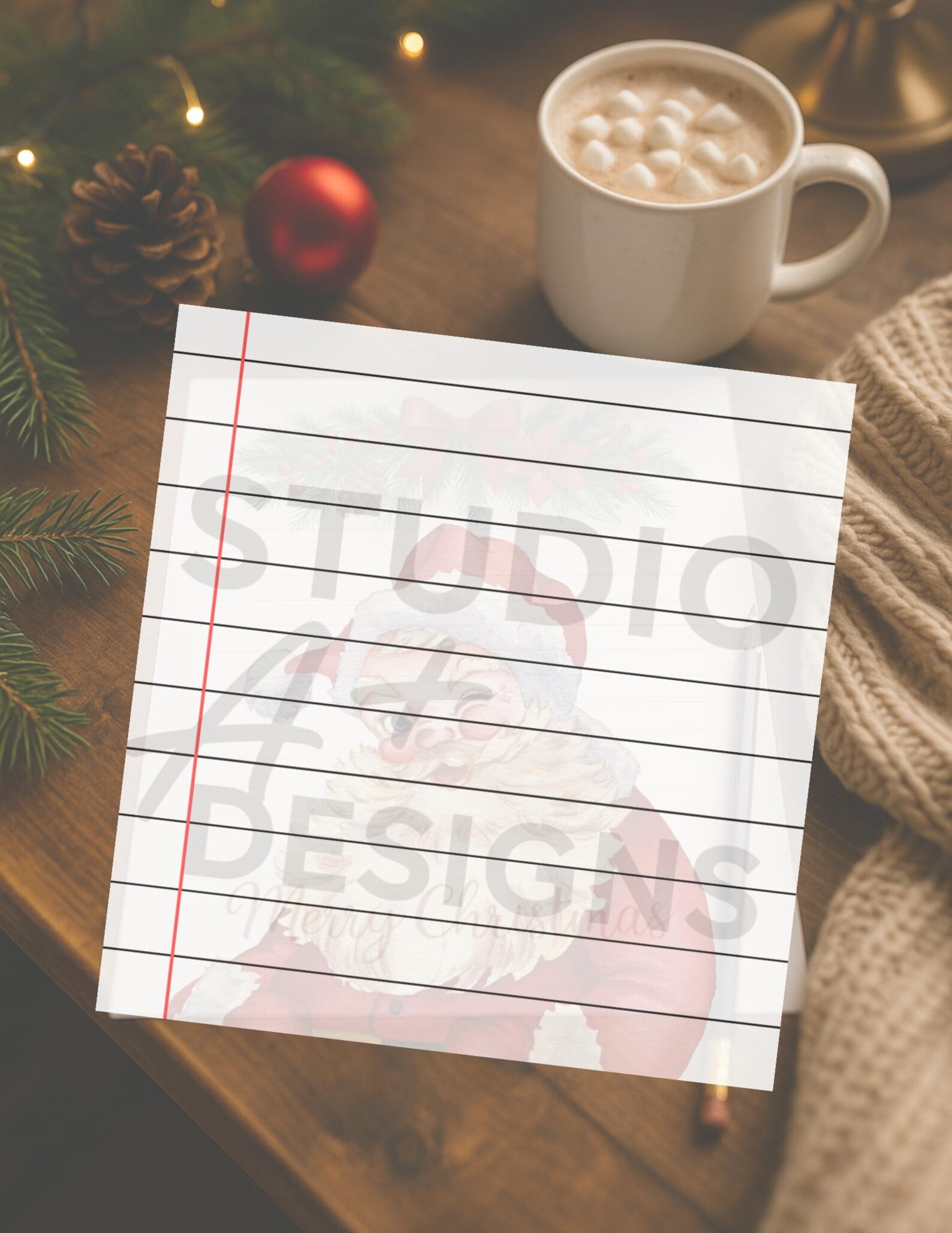 Holiday Lined Paper Template | Printable Journal, Letter Pages (digital ...
