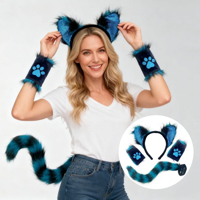 Kpop Derpy Tiger Cosplay Set - Ear, Tail & Paw 3-piece Set, Kpop Demon ...