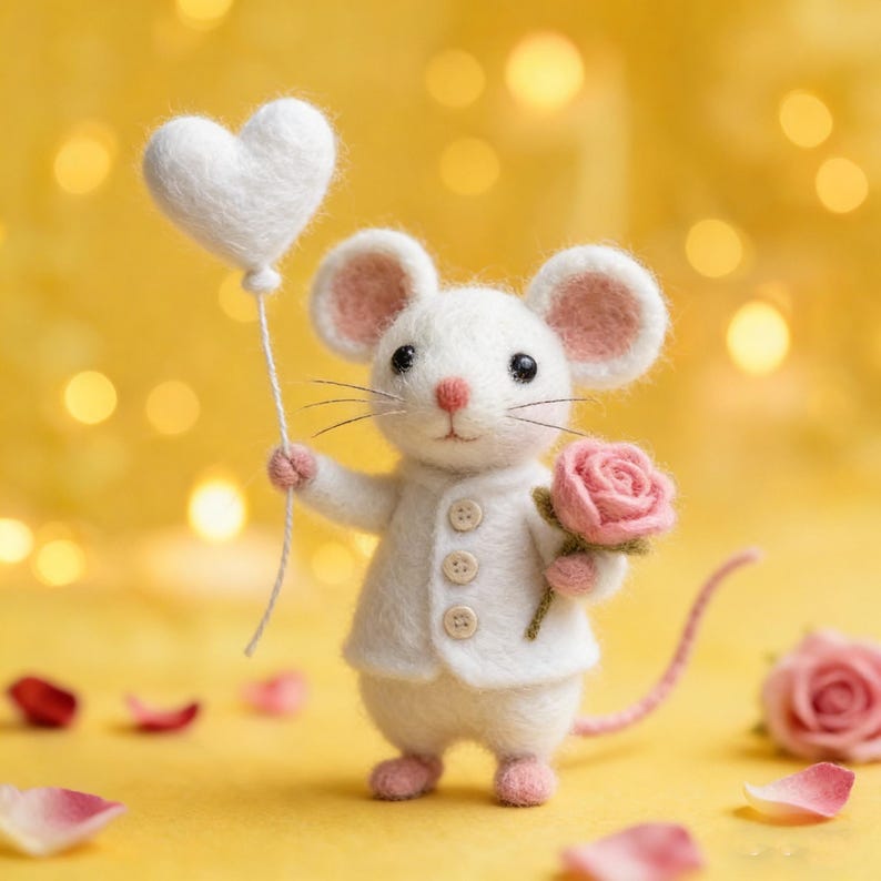 Handmade Needle Felted Romantic Mouse | Miniature Suit Plush ...