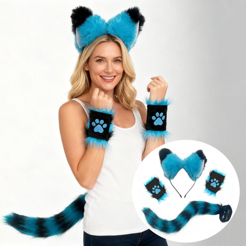 Kpop Derpy Tiger Cosplay Set - Ear, Tail & Paw 3-piece Set, Kpop Demon ...